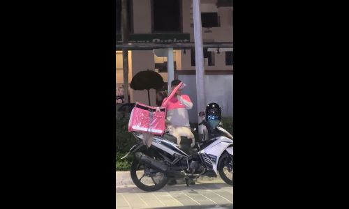 Foodpanda rider forced to wait as cat refuses to give up motorcycle ...