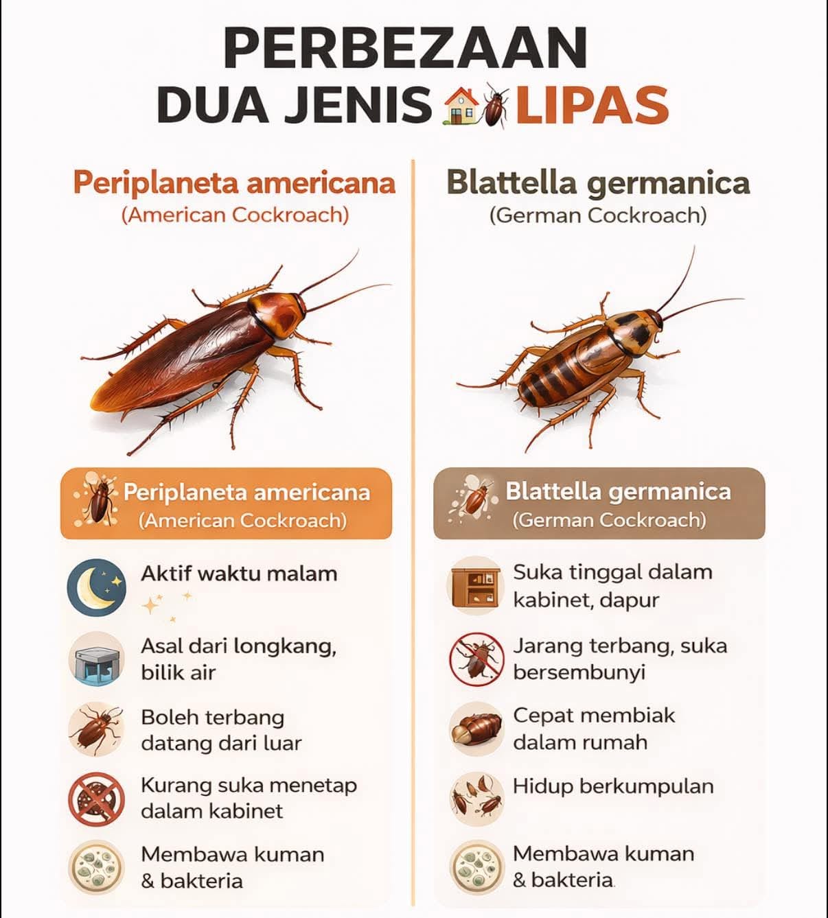 Perbezaan dua jenis lipas - Newswav