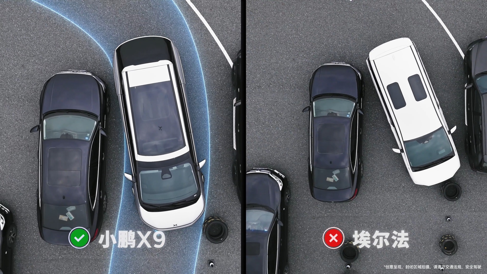 Xpeng X9 Active Rear Wheel Steering vs Toyota Alphard and Smart #3