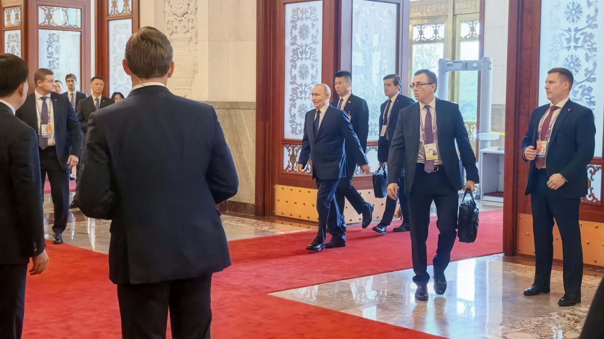 Russian president Vladimir Putin arrives at the Great Hall of the ...