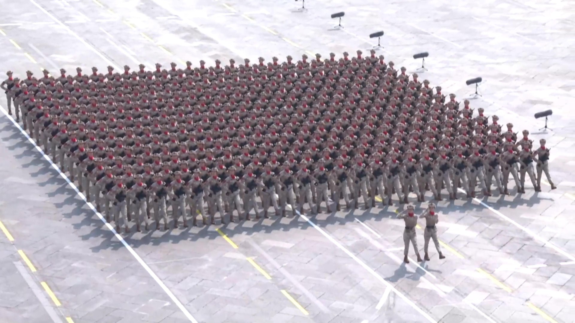 Militia formation marches through Tian'anmen Square